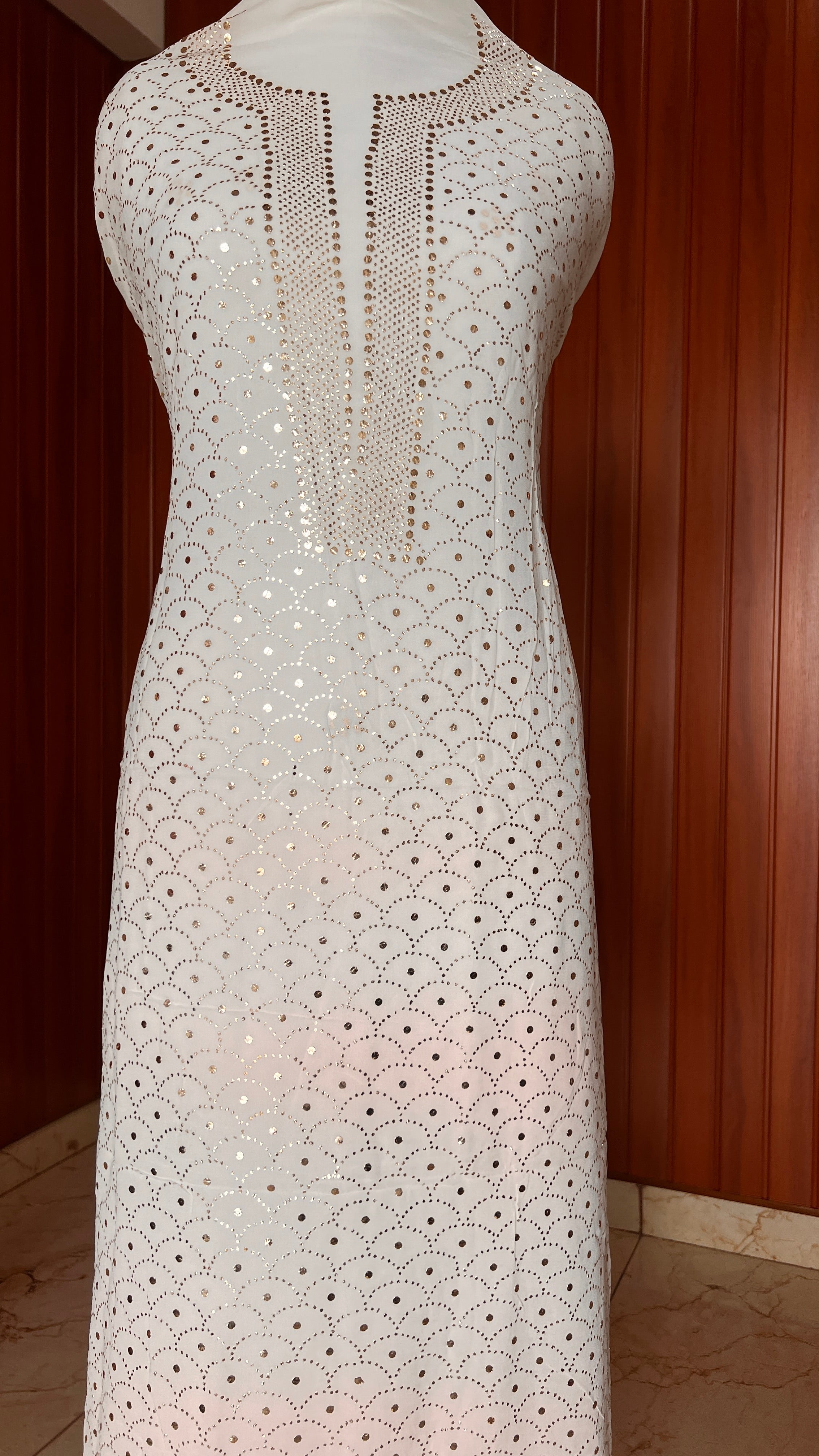 White heavy Mukaish Work Kurta and Dupatta Set