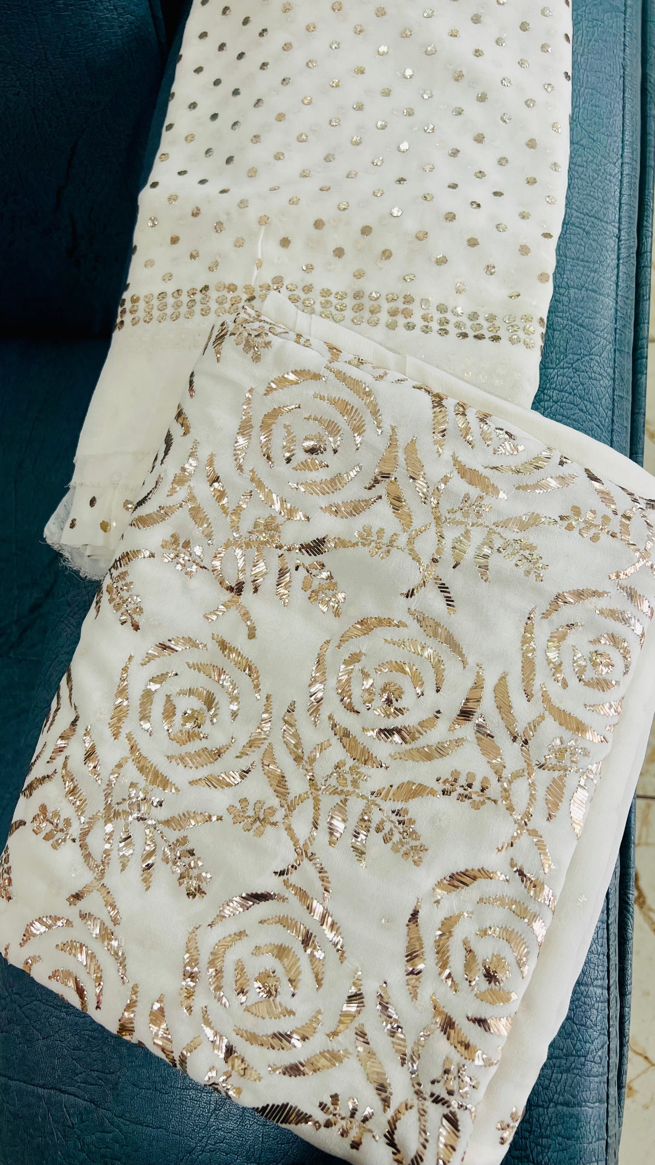 Gulaab allover heavy badla and mukaish work kurta and dupatta set