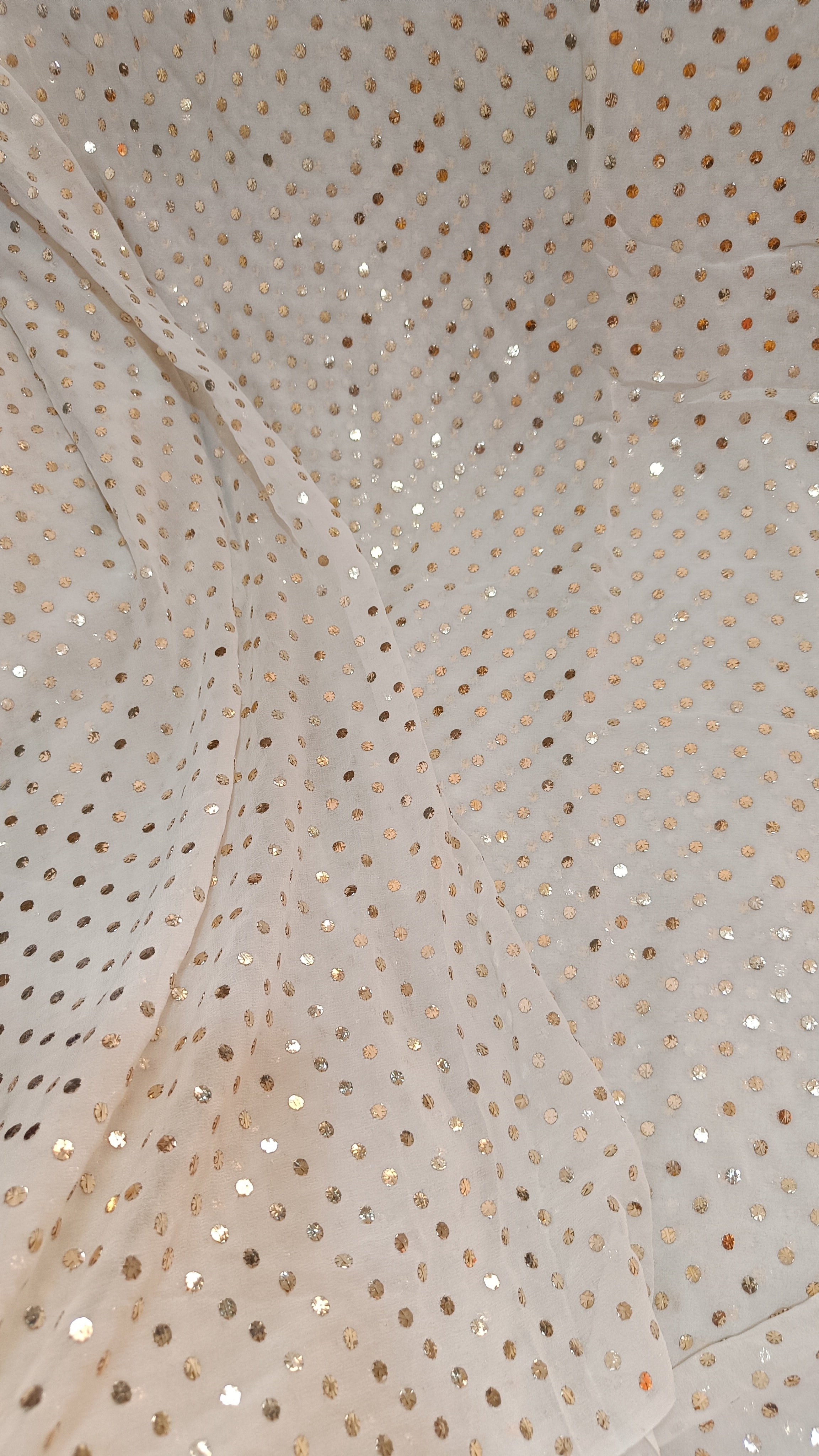 Ruhani Ivory Pure Georgette allover Mukaish Running Material