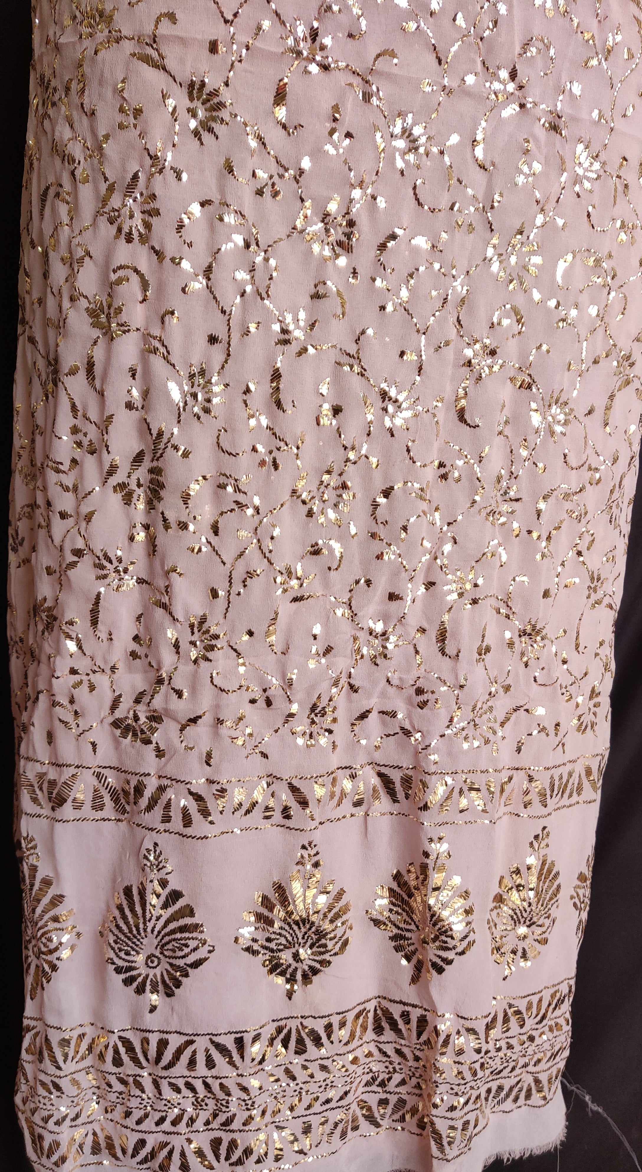 Dusty Pink heavy badla work pure Georgette kurta and dupatta set