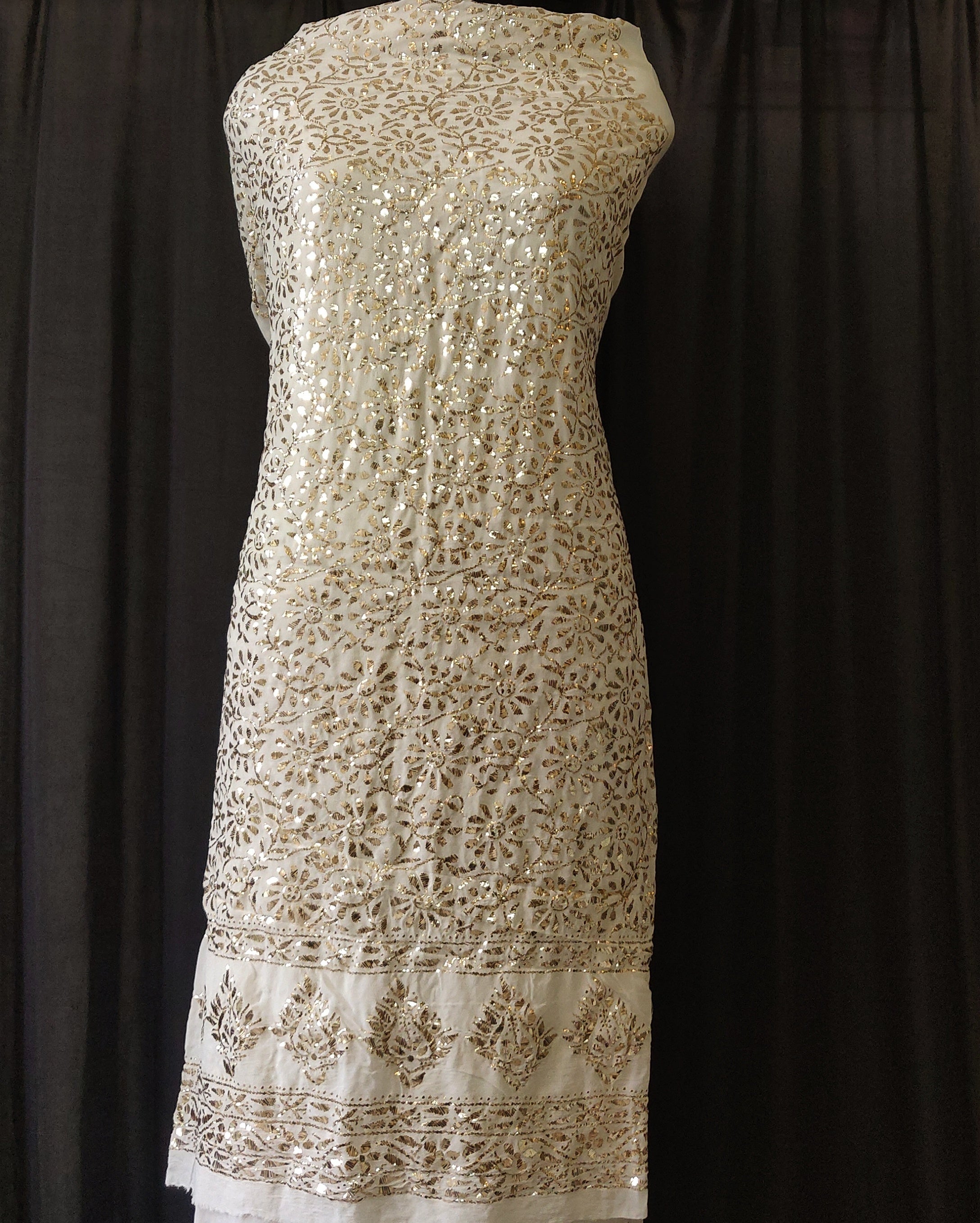 Ruhani Ivory badla work pure georgette kurta and Dupatta