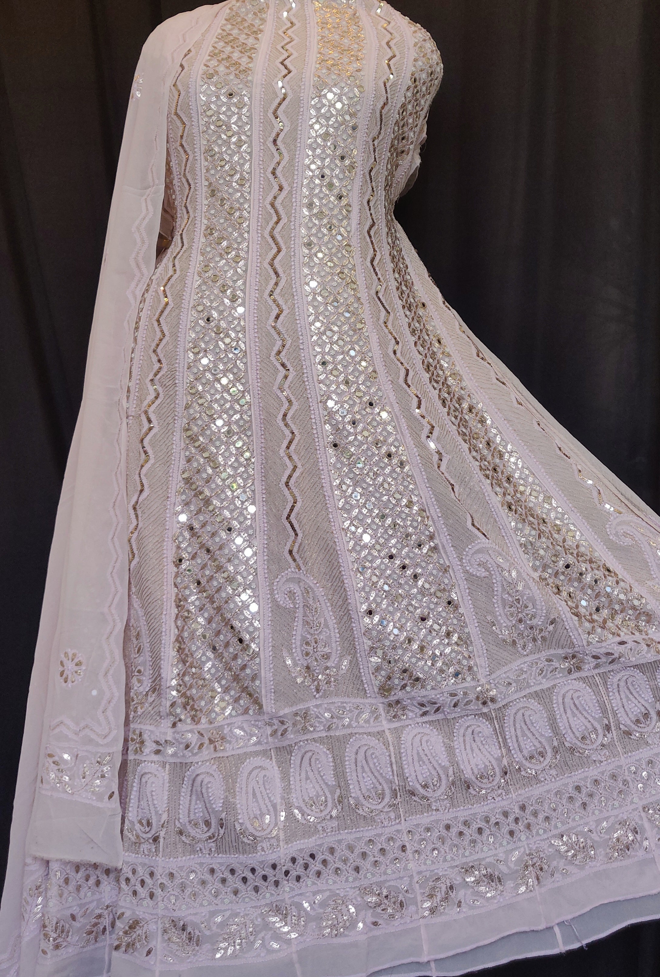 Ruhani Dusty Pink Chikankari gota mirror sequins anarkali